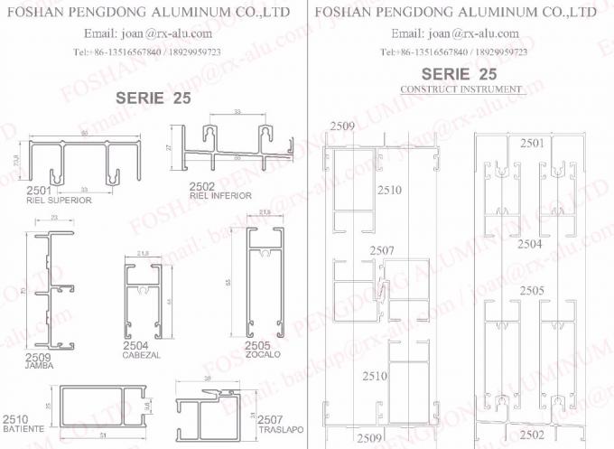 Chile Bolivia Aluminium Channel Profiles Aluminum Window Frame Extrusions