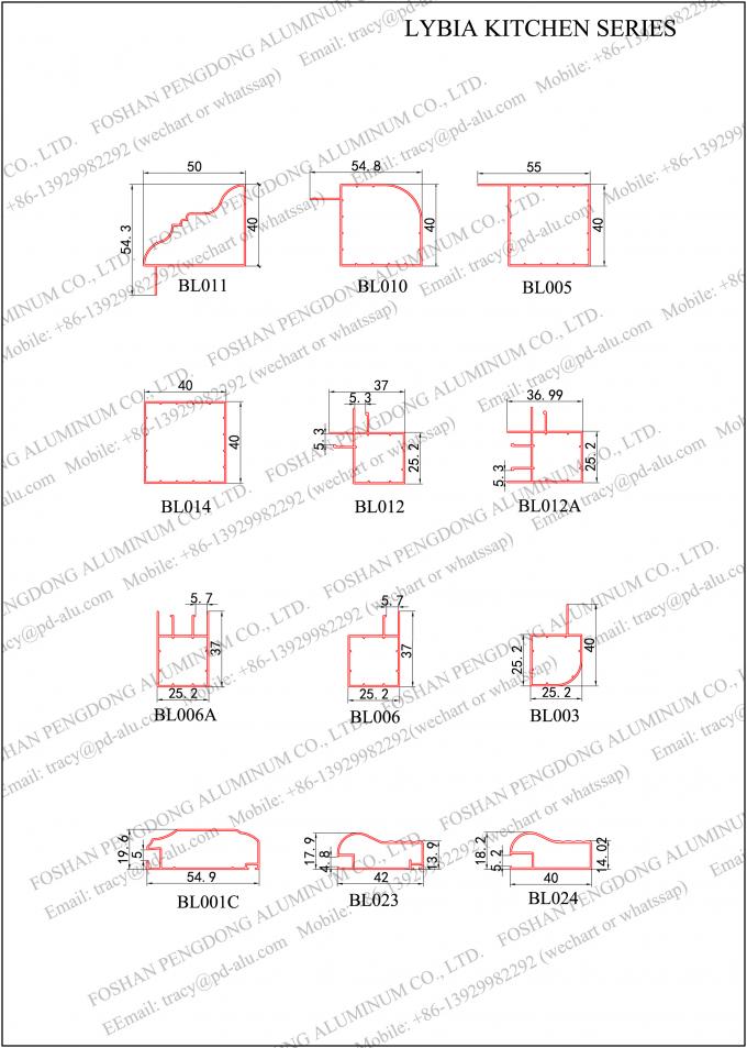 6 Meters Length Aluminium Kitchen Profiles Wooden And Powder Coated Glossy